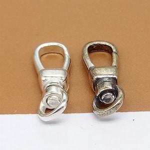 2 Sterling Silver Swivel Push Clasps, 925 Silver Hinged Ring Clasp ...