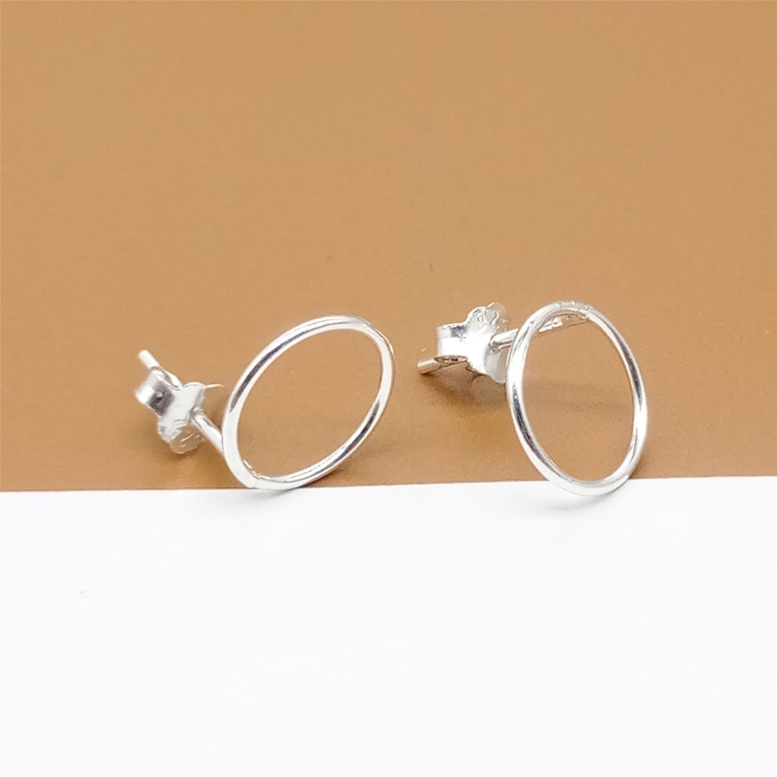 8 Pairs Sterling Silver Circle Earring Post Ring 10mm With | Etsy