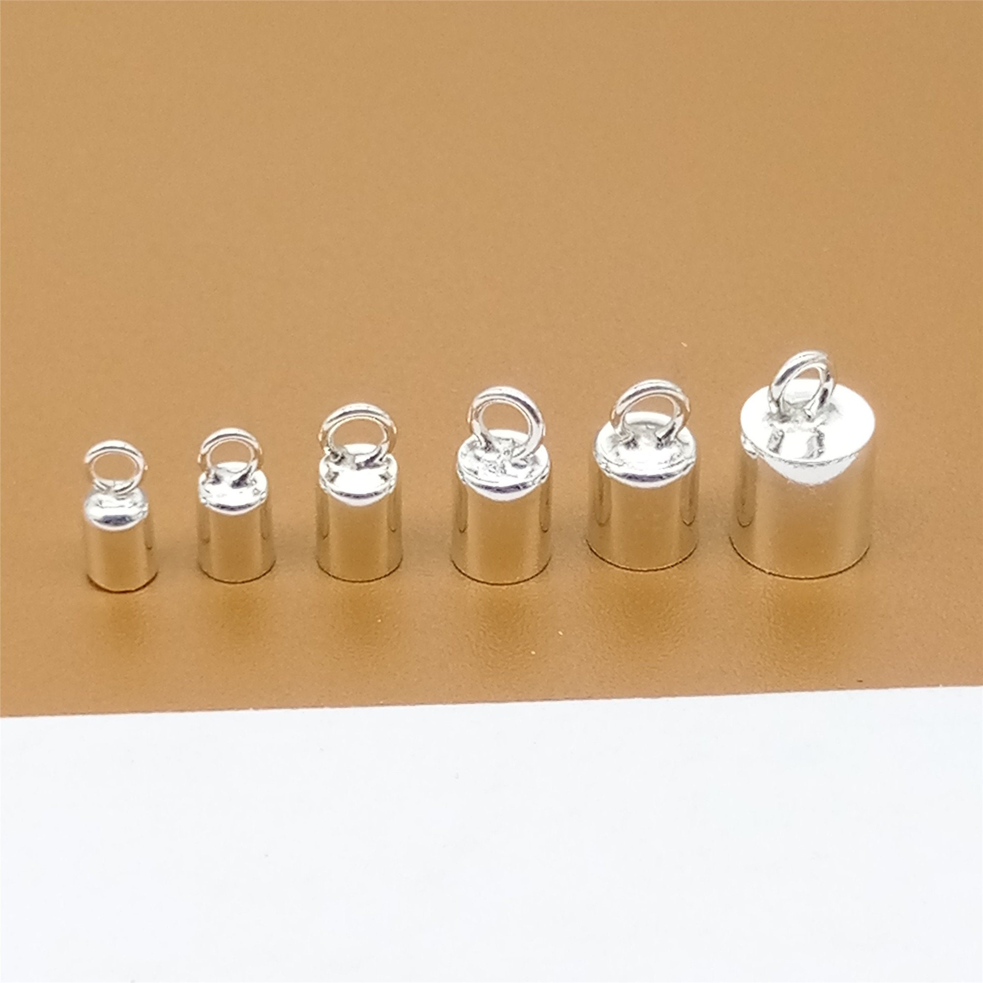 10 Sterling Silver Cord End Caps, 925 Sterling Silver Leather Cord End ...