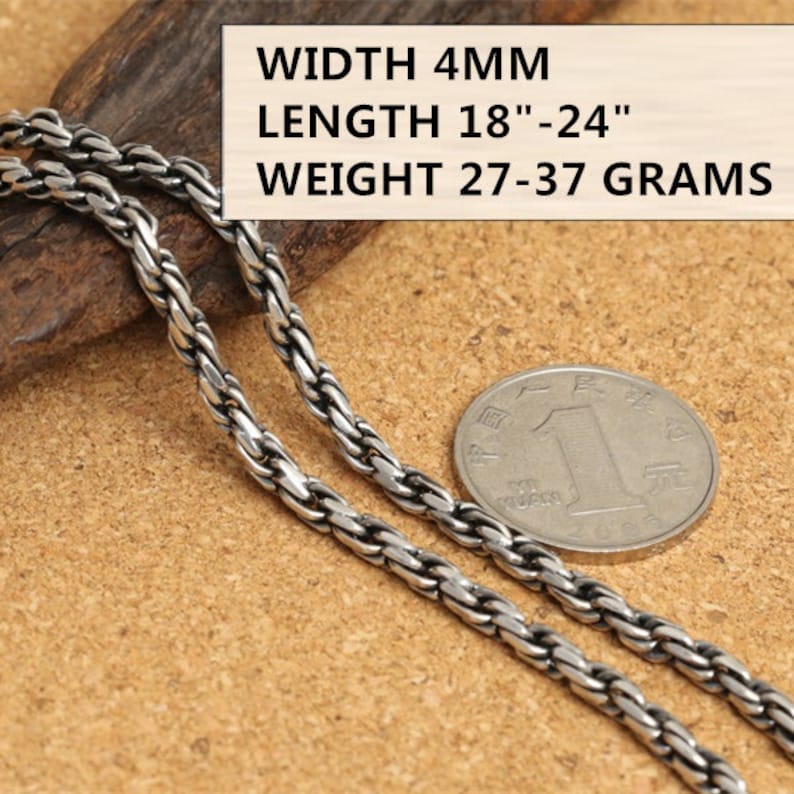 Sterling Silver Twist Rope Chain 925 Silver Chunky Twist Rope - Etsy