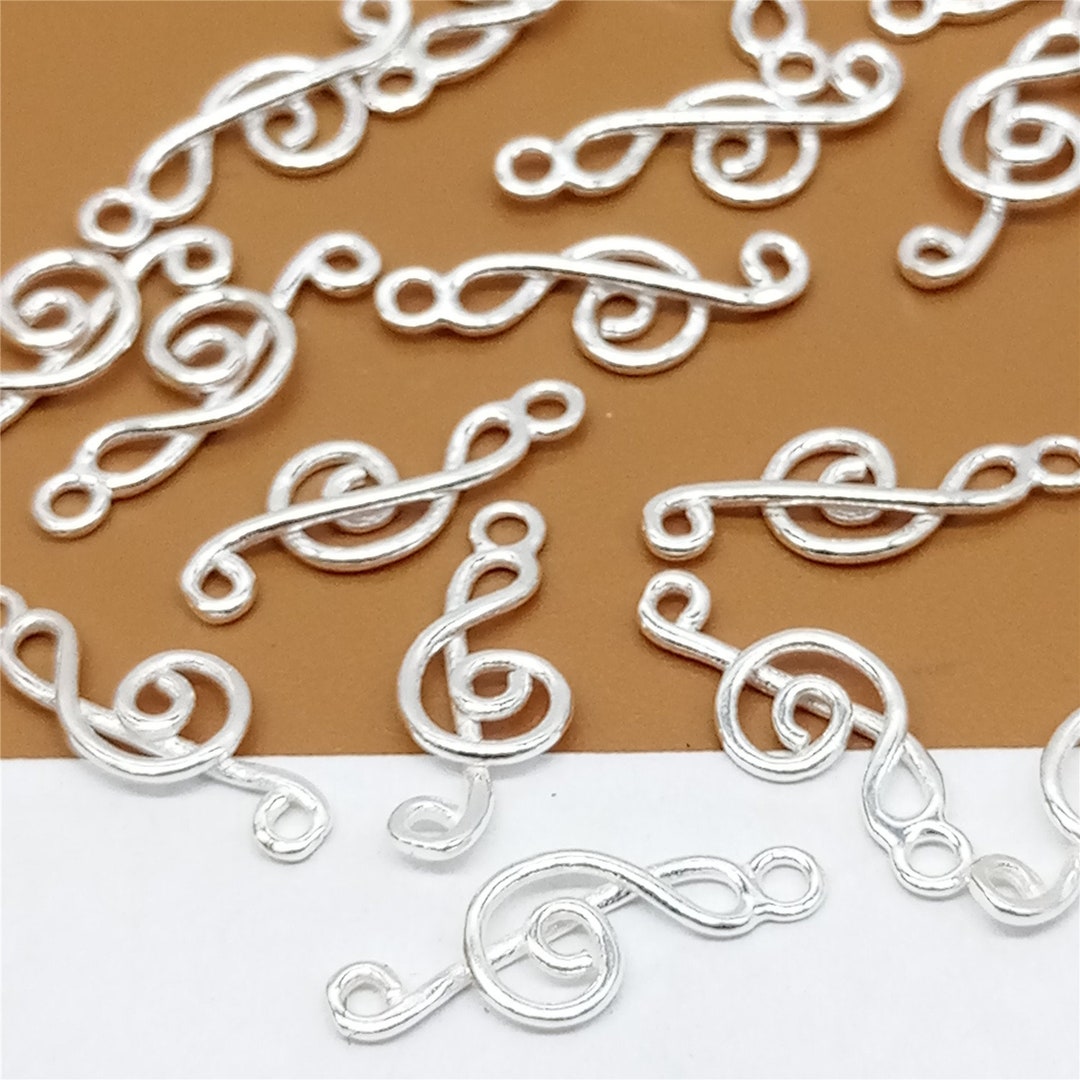 10 Sterling Silver Treble Clef Charm Connector, 925 Silver Treble Clef ...
