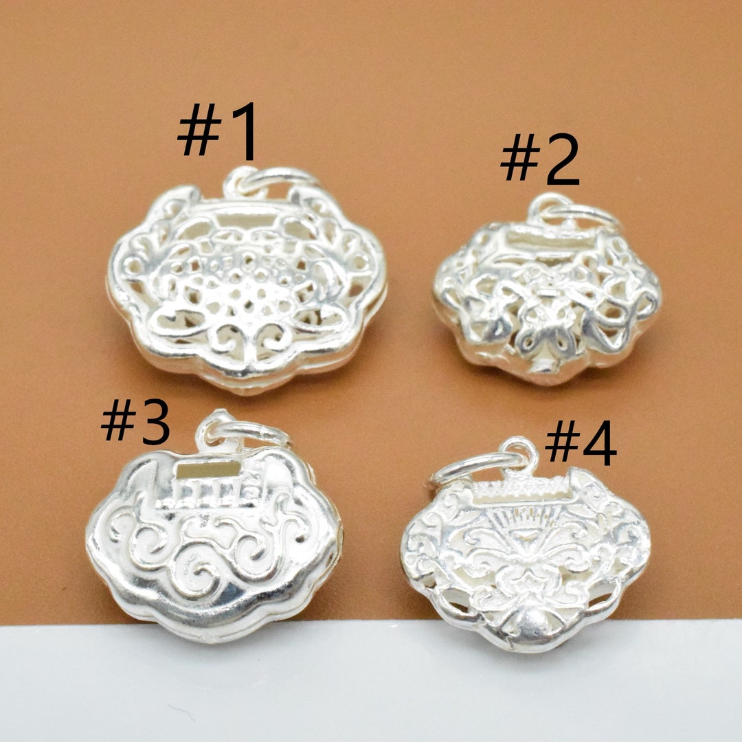2 Sterling Silver Lock Charms, Shiny Lock, Longevity Lock Charm, 925 ...