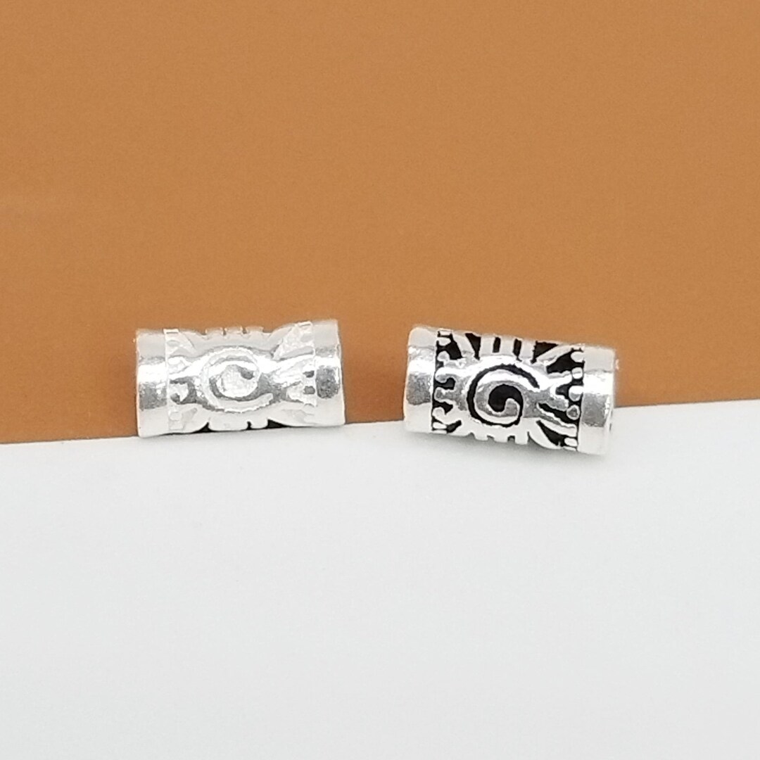 4 Sterling Silver Sun Tube Beads, 925 Silver Spiral Sun Bead, Sunshine ...