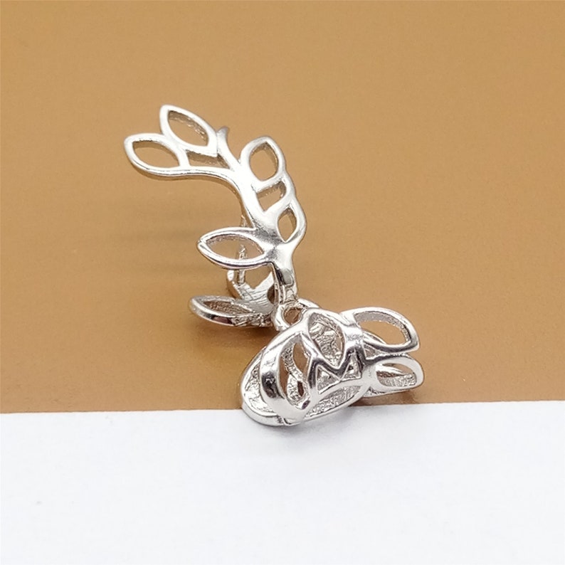 Sterling Silver Flower Pinch Bail W/ Rhodium Plated, 925 Silver Pendant ...
