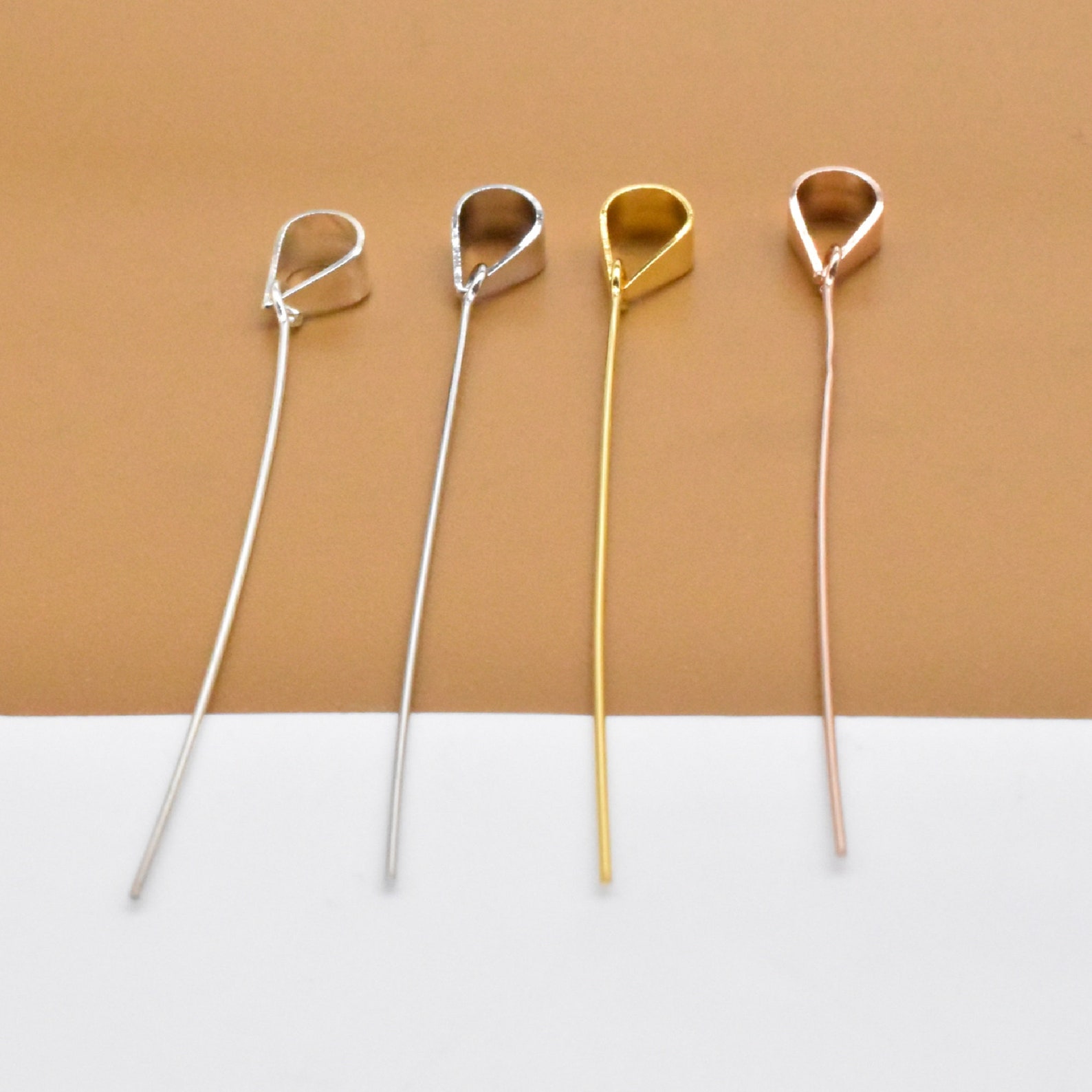 15 Sterling Silver Plain Bails With Eyepin, 925 Silver Drop With Eye ...