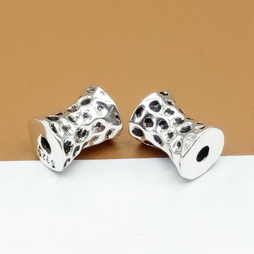 4 Sterling Silver Concave Barrel Beads, Saddle Barrel Bead, 925 Silver ...