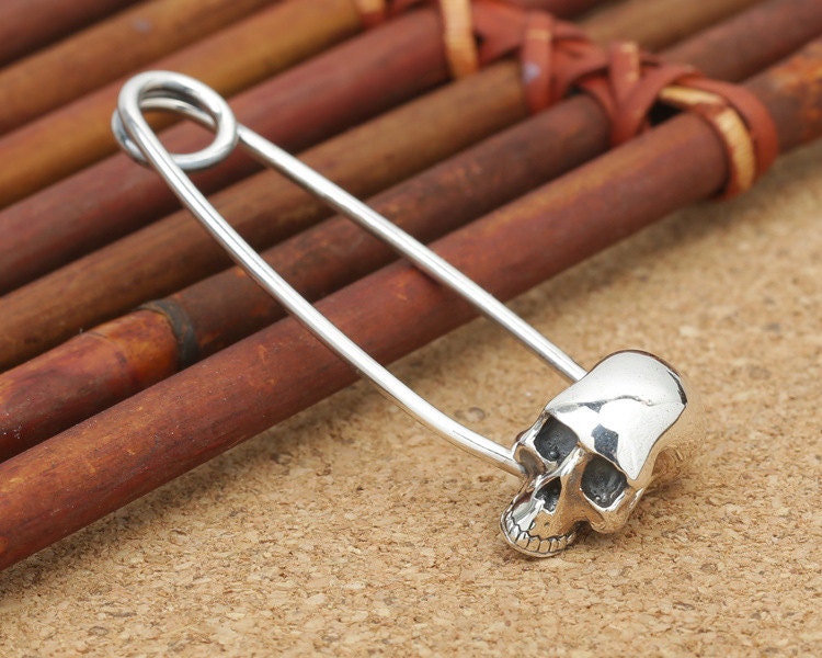 Sterling Silver Skull Brooch Pin Back Sterling Skull Brooch - Etsy
