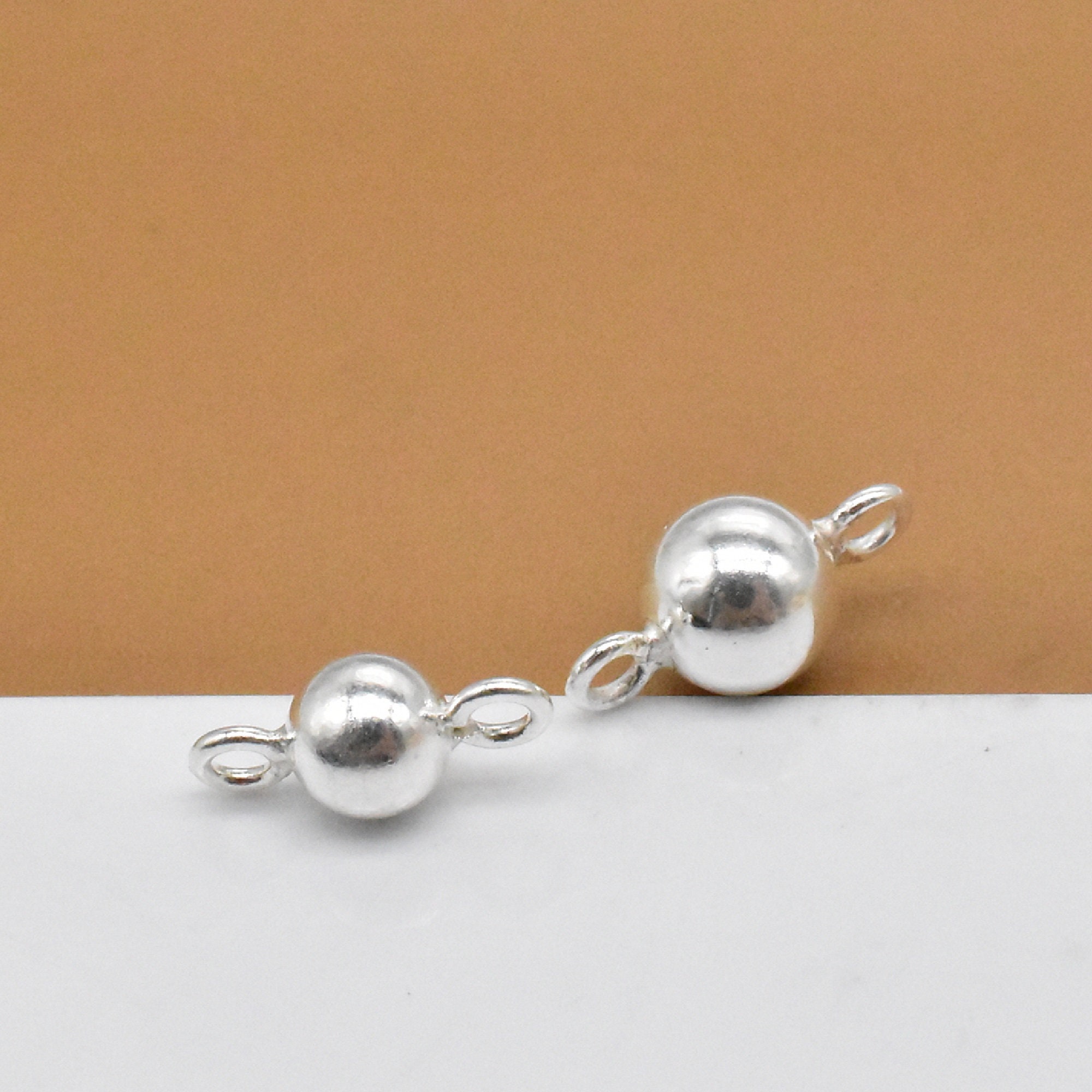 10 Sterling Silver Ball Bead Connectors 925 Silver Round Ball - Etsy