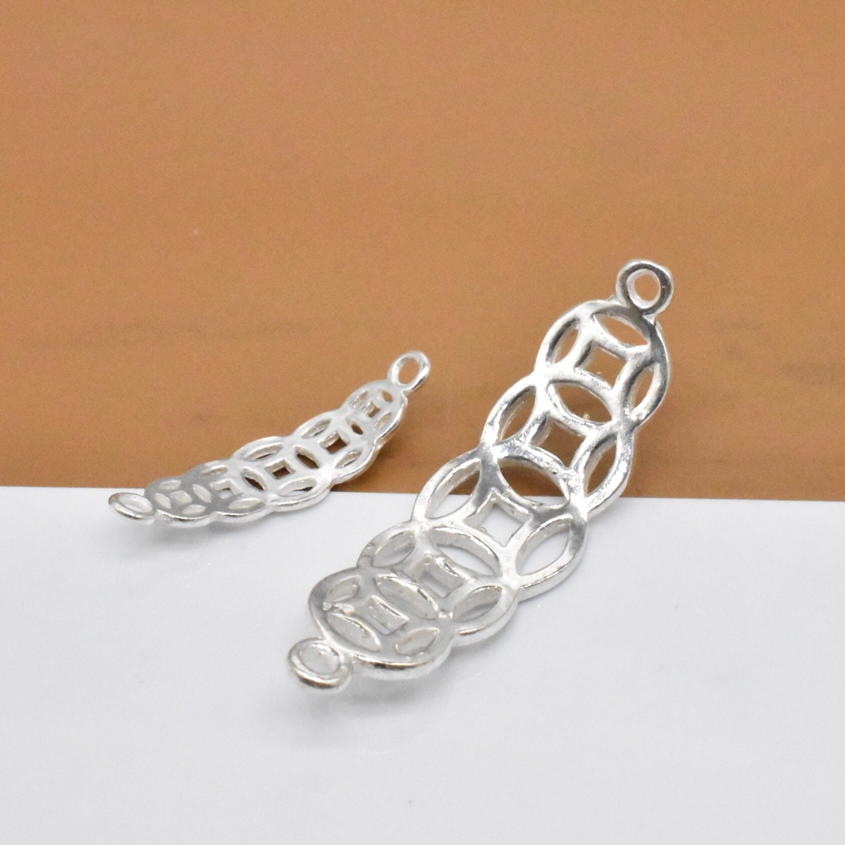 5 Sterling Silver Coin Connector Charms 925 Silver Coin - Etsy