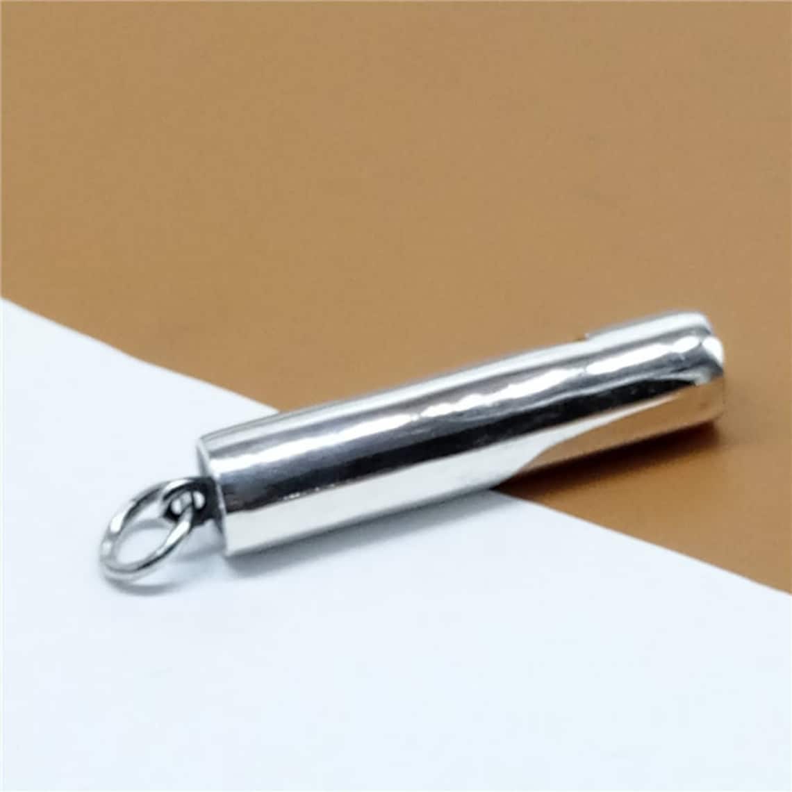 Sterling Silver Whistle Pendant, 925 Silver Plain Whistle Pendant ...