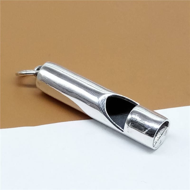 Sterling Silver Whistle Pendant, 925 Silver Plain Whistle Pendant ...