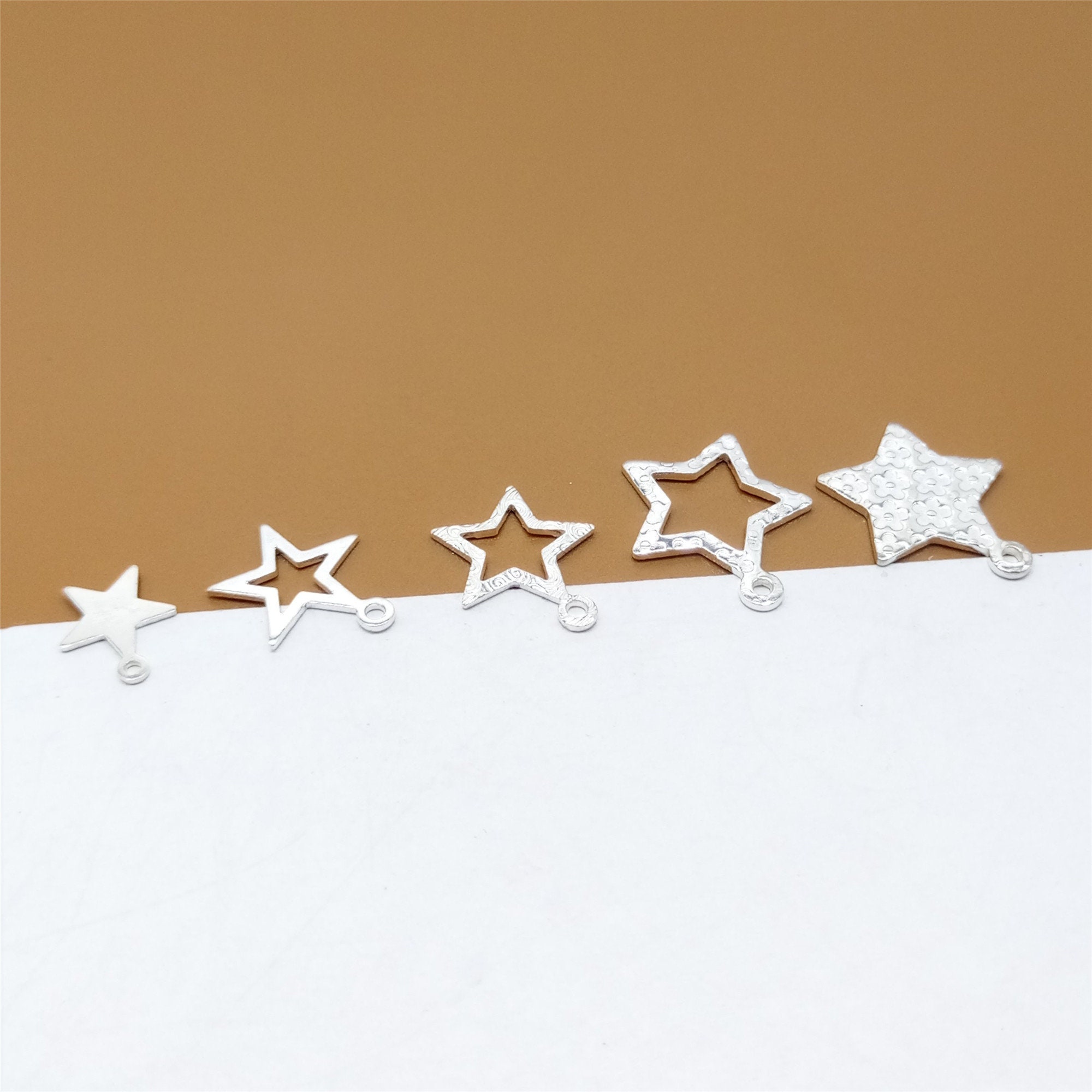 20 Sterling Silver Small Pentagram Tag Charms for Extension - Etsy