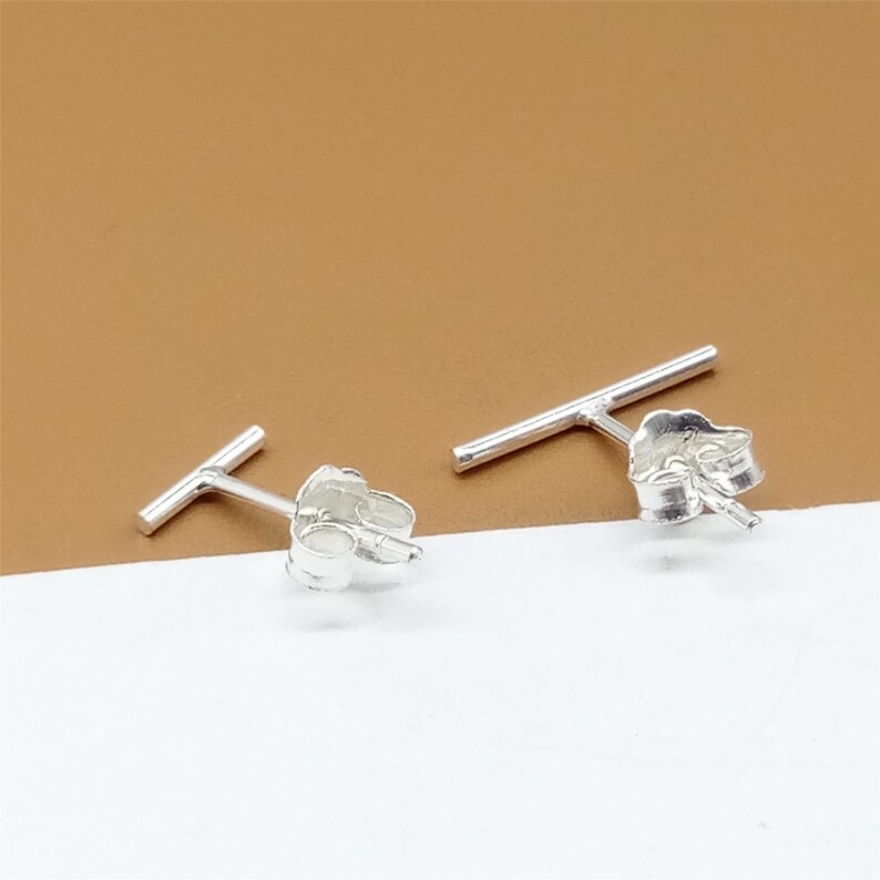 8 Pairs Sterling Silver Earring Bars W/ Stopper Nuts, 925 Silver T Bar ...