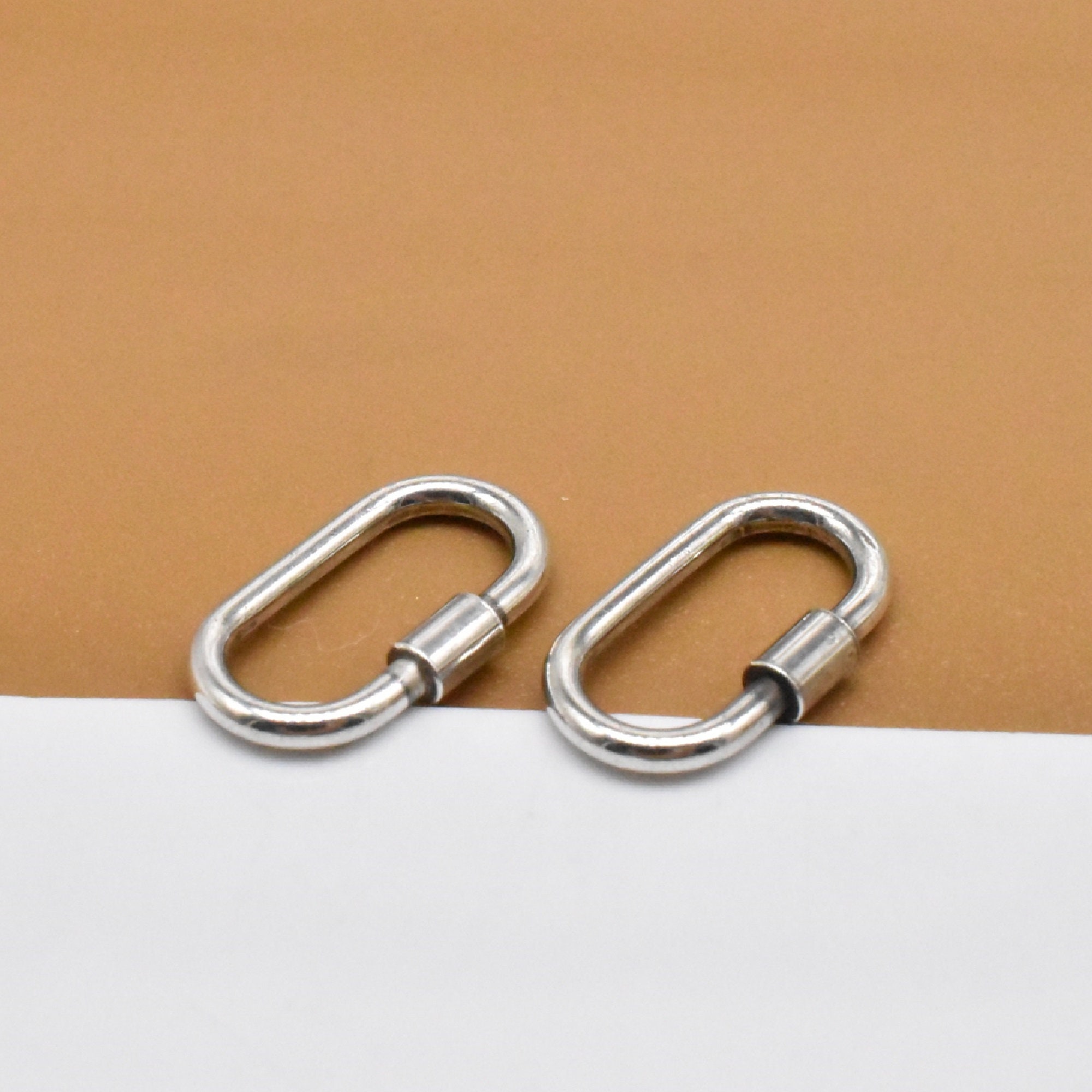 2 Sterling Silver Oval Screw Clasps 925 Silver Screw Clasps - Etsy