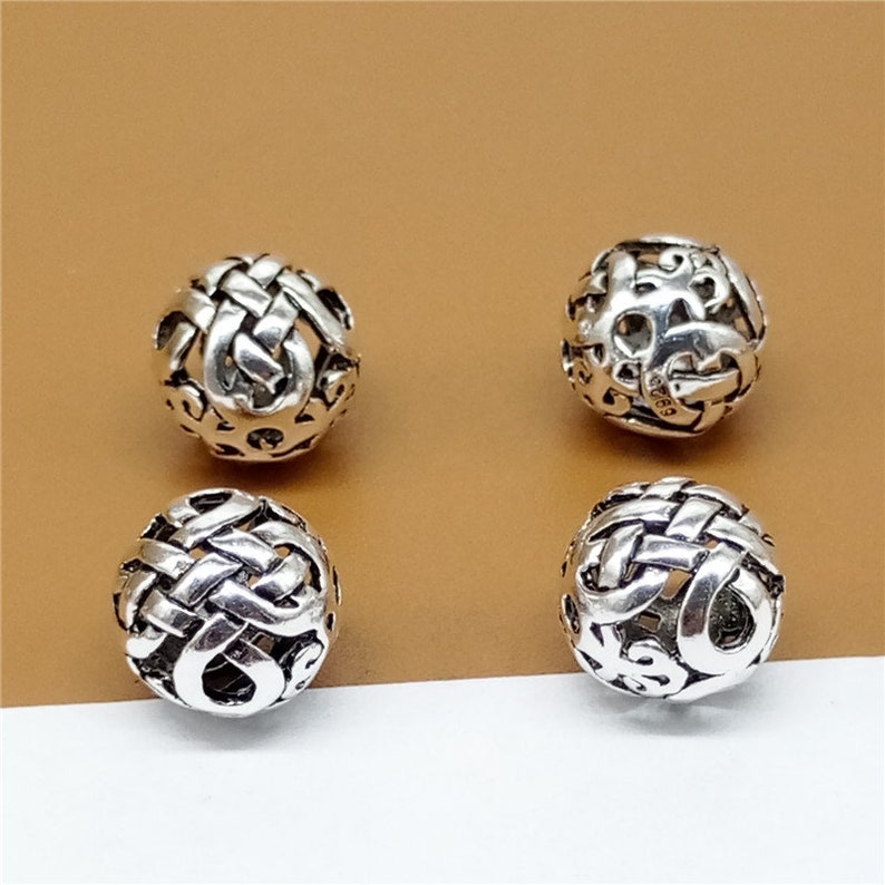 2 Sterling Silver Knot Round Beads, Spacer Beads, 925 Silver Knot Beads ...