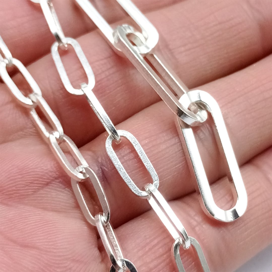 Sterling Silver Unfinished Paper Clip Chain, 925 Silver Paperclip Chain ...