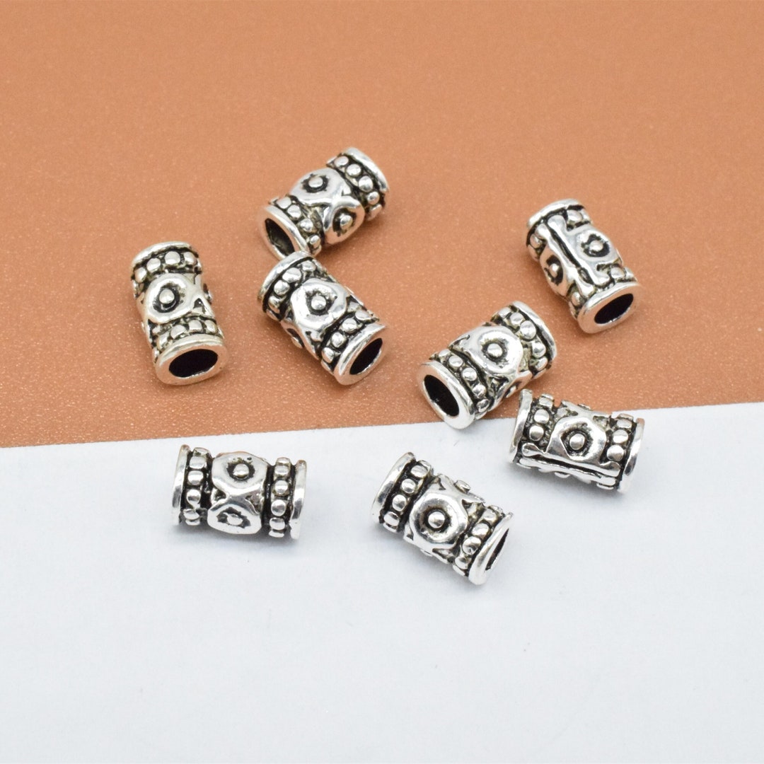 8 Sterling Silver Sun Tube Beads, 925 Silver Sunshine Bead, Small Tube ...