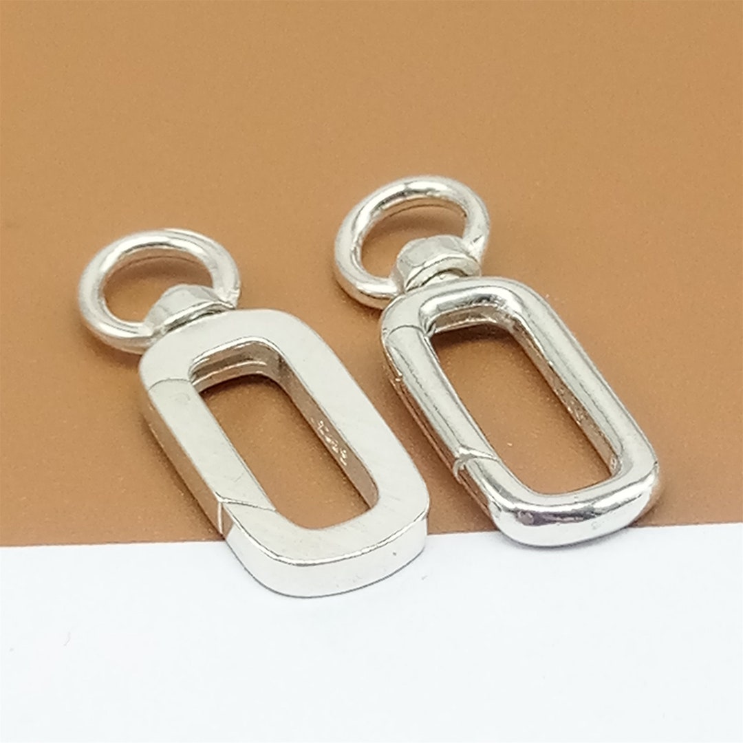 2 Sterling Silver Swivel Push Clasps, 925 Silver Gate Clasp, Hinged ...
