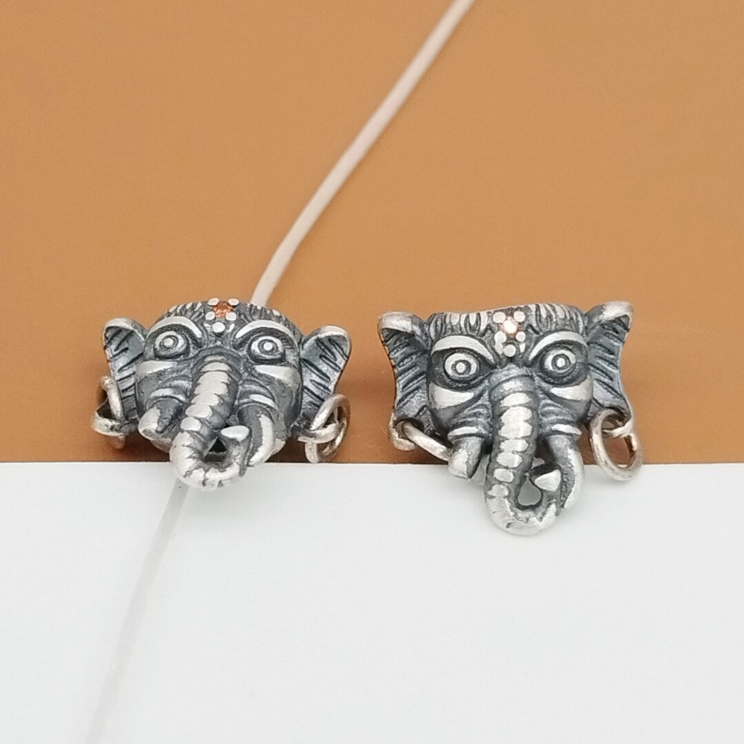 Sterling Silver Ganesha Bead W/ CZ, 925 Silver Elephant God Bead, OM ...