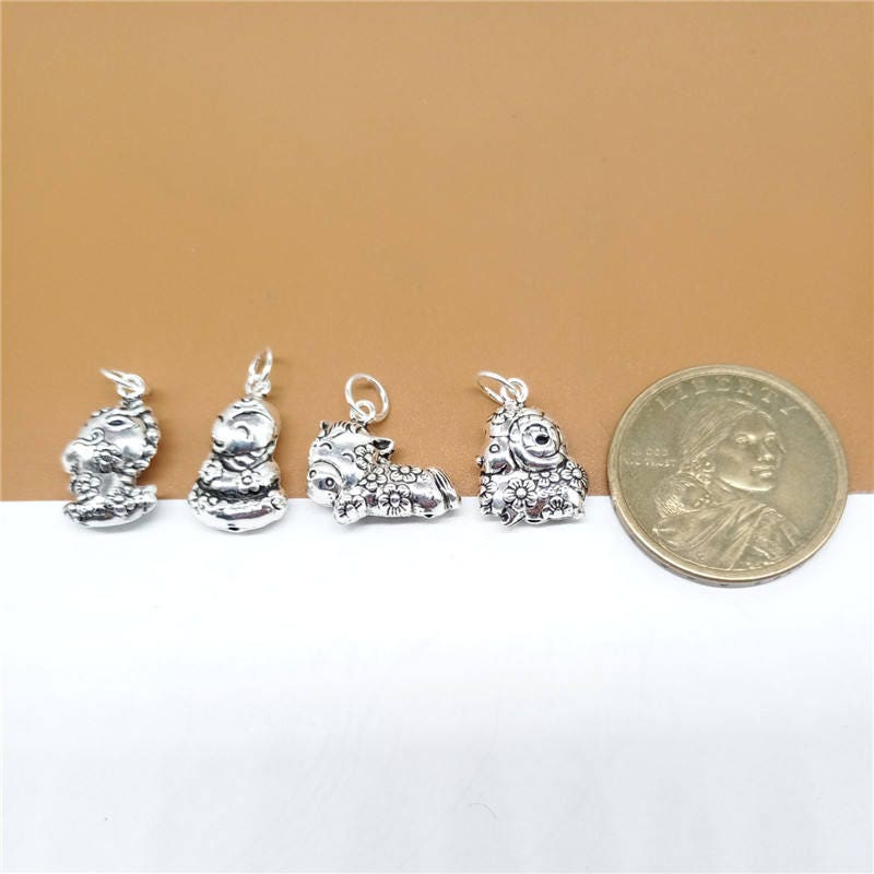 Sterling Silver Chinese Zodiac Charm, 925 Silver Charm Rat Ox Tiger ...