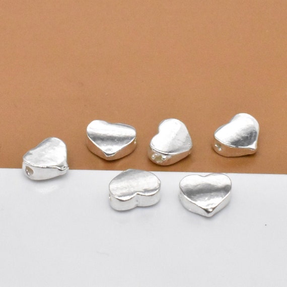 4 Sterling Silver Small Heart Beads 2-sided 925 Silver Heart - Etsy