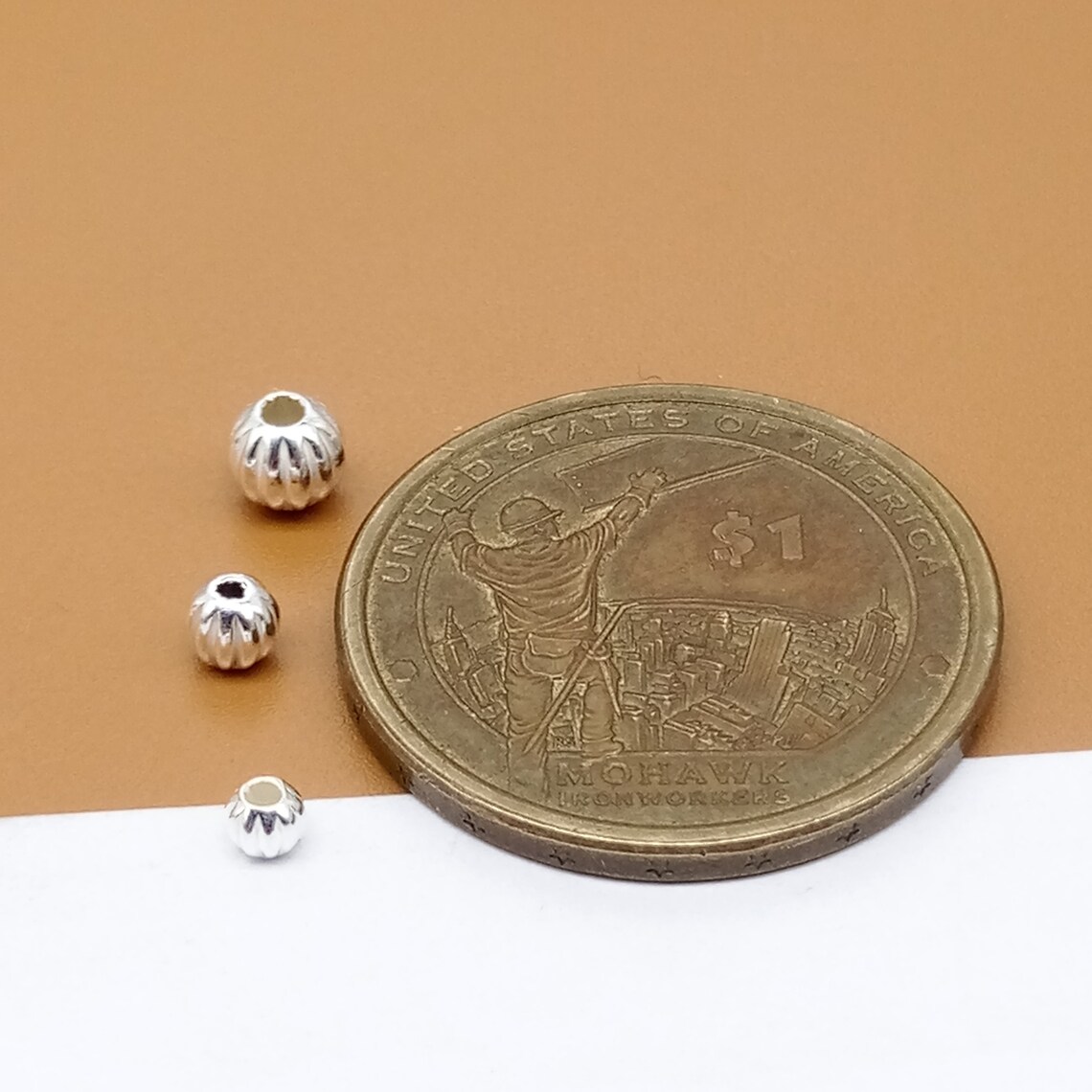 Sterling Silver Corrugated Round Beads, Straight Corrugated Spacer ...