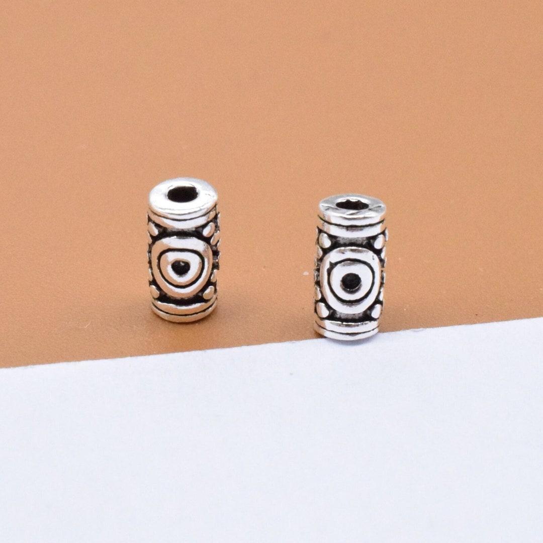 5 Sterling Silver Small Eye Tube Beads, 925 Silver Eye Beads, Small ...