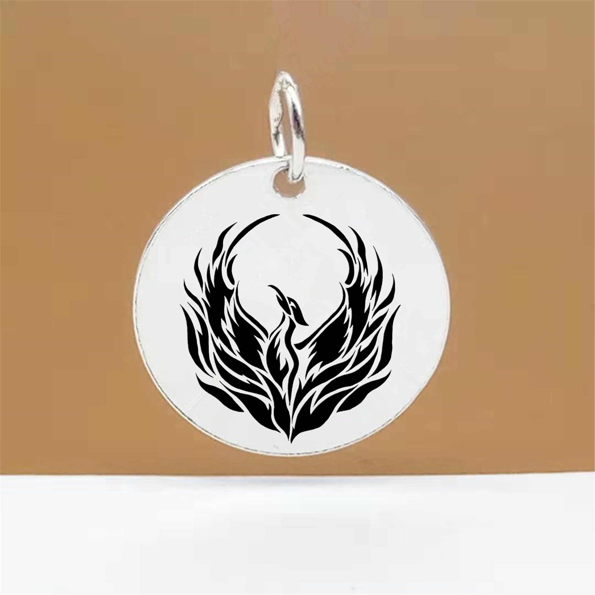 Sterling Silver Engraved Phoenix Charm 925 Silver Phoenix | Etsy