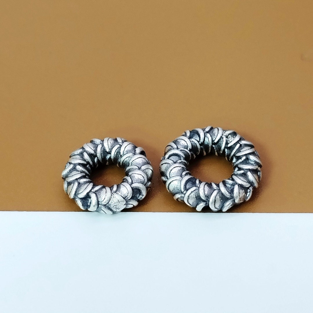 4pcs 990 Fine Silver Dragon Scale Bead, Sterling Silver Dragon Scale ...