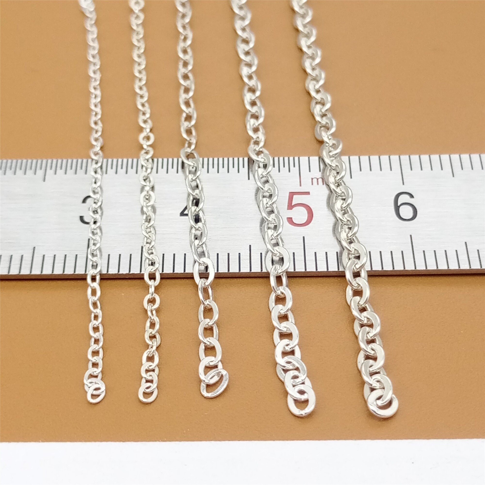 Sterling Silver Flat Cable Chain, Bulk Hammered Cable Chain, Unfinished ...