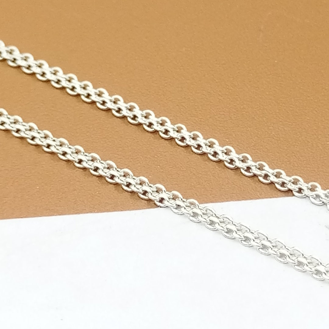 Sterling Silver Double Cable Chain, 925 Silver Cable Chain, Flat Cable ...
