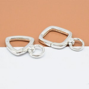 2 Sterling Silver Swivel Triangle Push Clasps, 925 Silver Square Gate ...