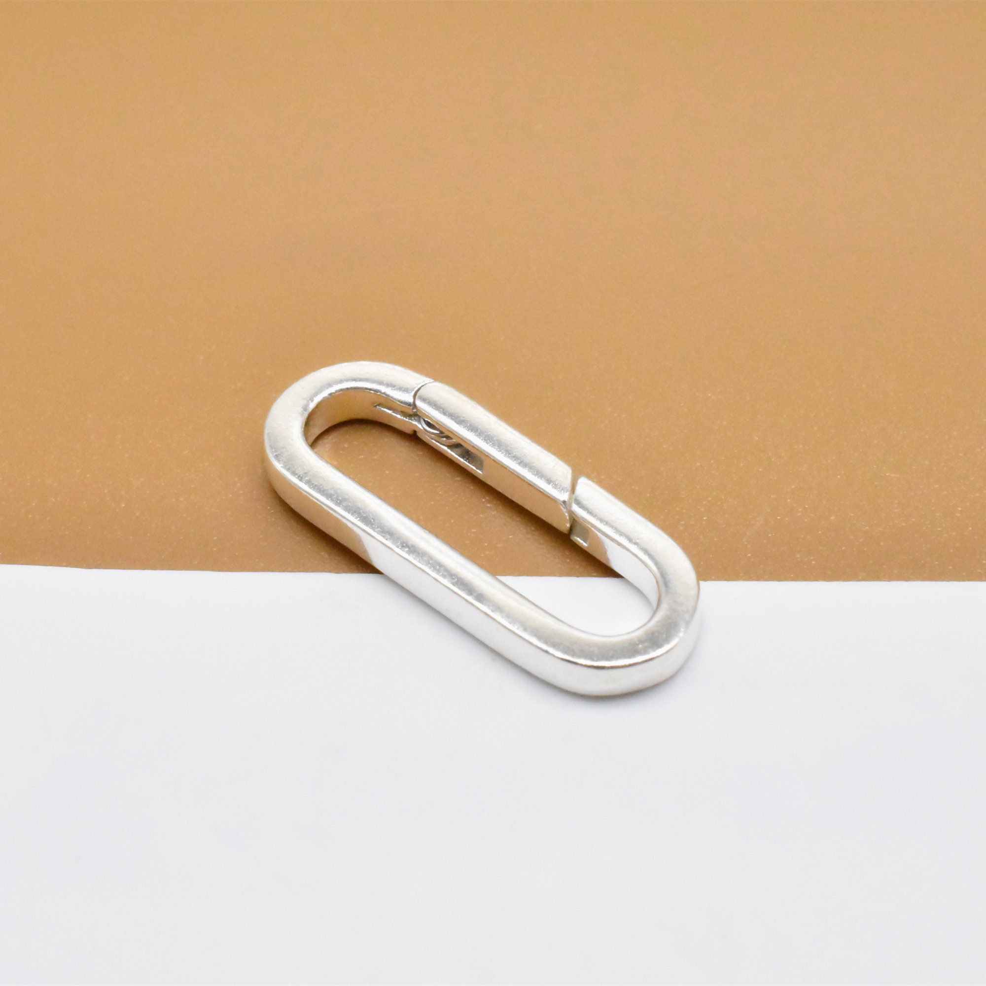 Sterling Silver Oval Clasp 925 Silver Hinged Clasp Oval Push - Etsy