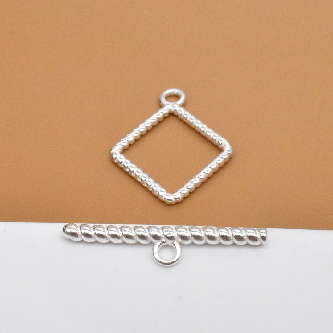 4 Sterling Silver Square Toggle Clasps, 925 Silver Toggle Clasps ...