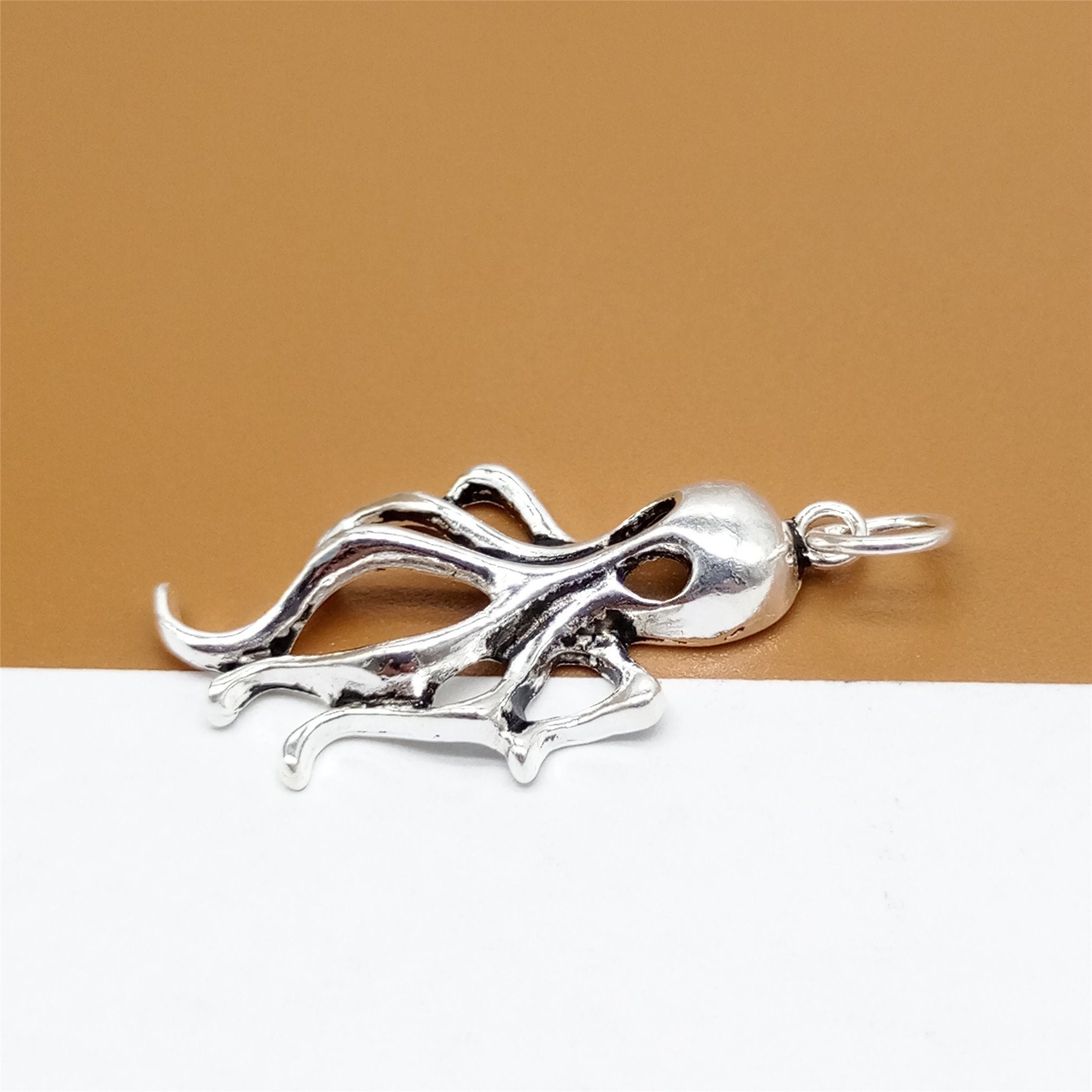 2 Sterling Silver Octopus Charms 925 Silver Octopus Charms | Etsy