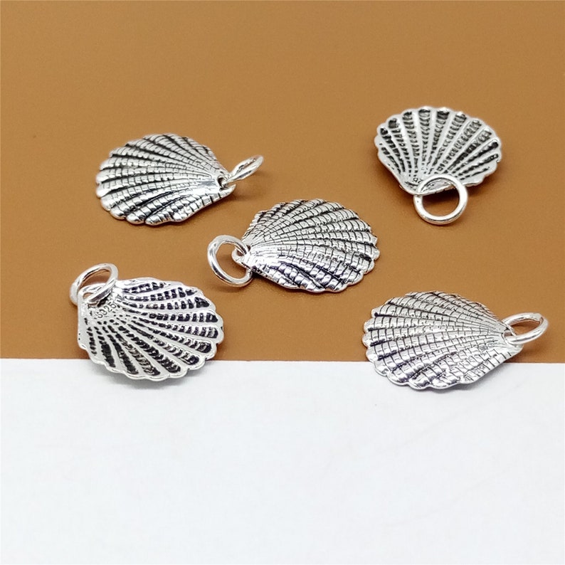 5 Sterling Silver Shell Charms Oxidized Shell 925 Silver - Etsy
