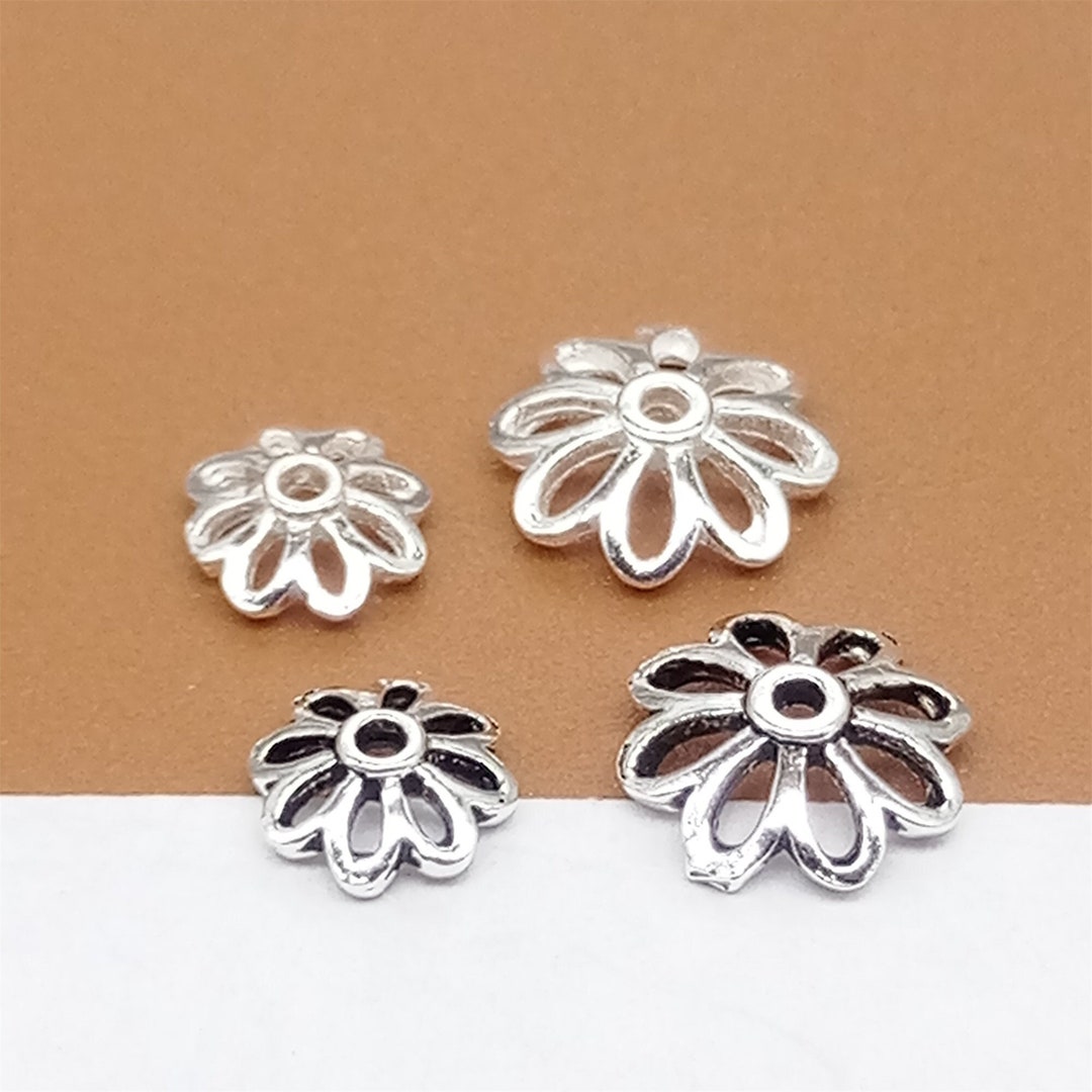 30 Sterling Silver Floral Bead Caps, 925 Silver Bead Cap, Flower Bead ...