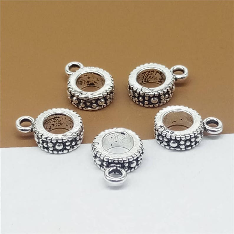 8 Sterling Silver Donut Charm Beads 925 Silver Ring Charm - Etsy