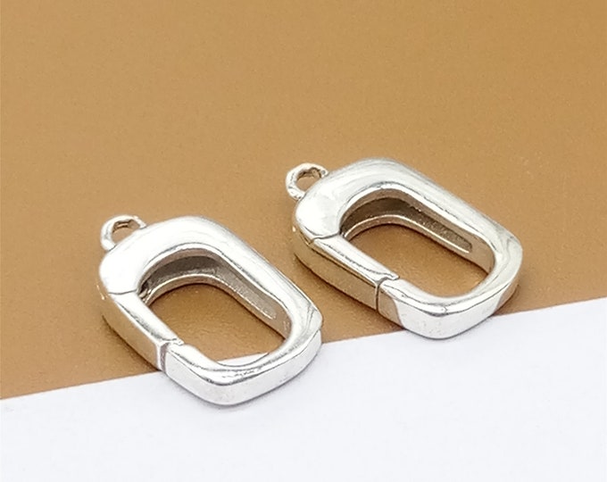Sterling Silver Hinged Push Clasps, S925 Silver Oval Ring Clasp, Spring ...
