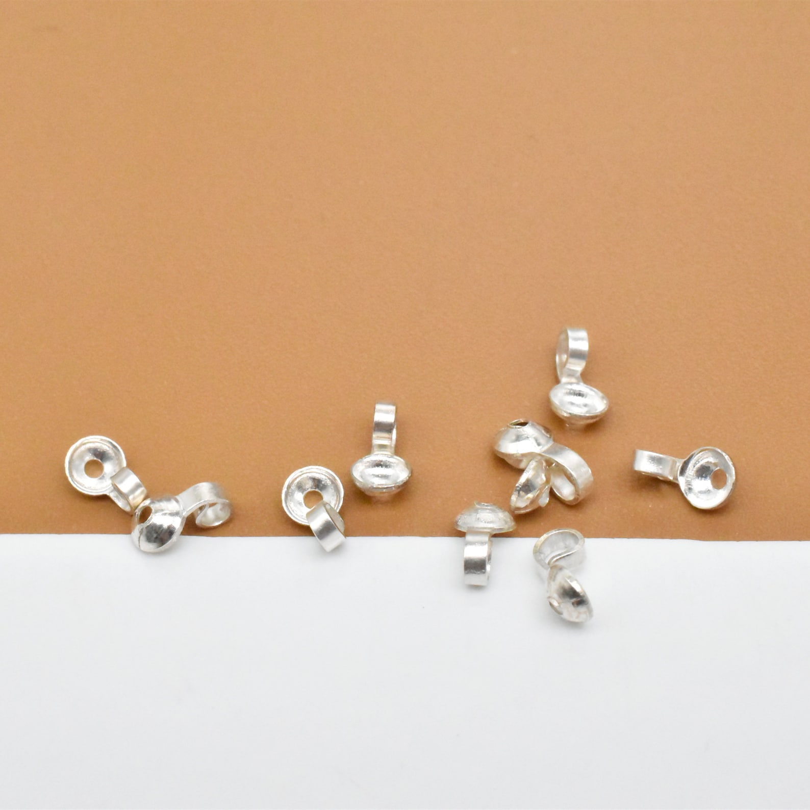 50 Sterling Silver Crimp End Tips, 925 Silver Crimp Ends, Cord End ...