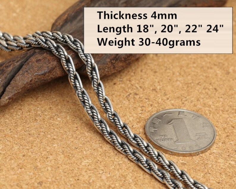 Sterling Silver Bail Chain Twist Rope Chain 925 Silver Twist - Etsy UK