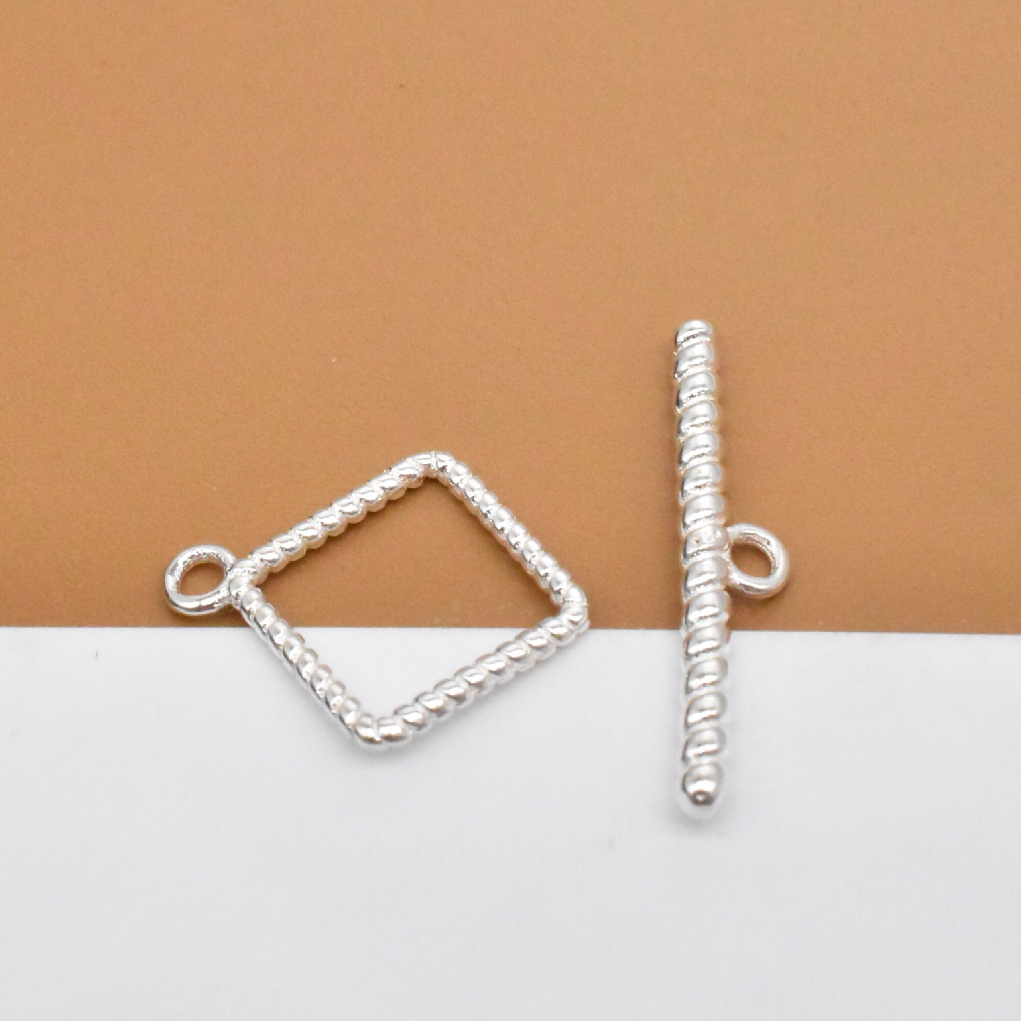 4 Sterling Silver Square Toggle Clasps 925 Silver Toggle | Etsy