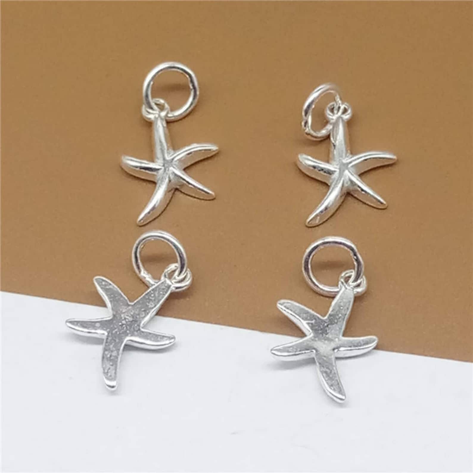 6 Sterling Silver Tiny Starfish Charms, Small Starfish Charms, 925 ...