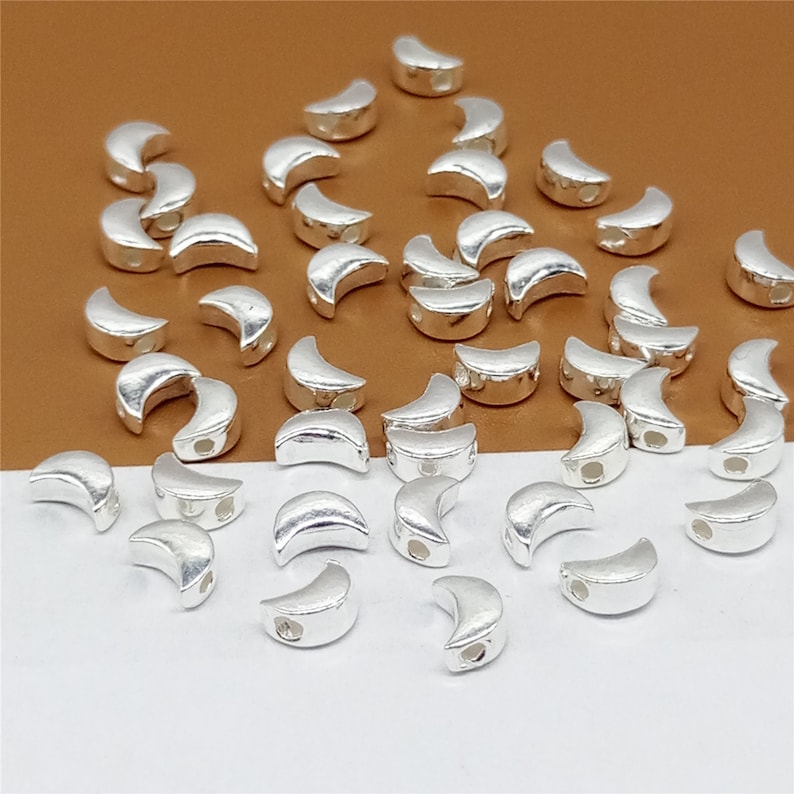 14 Sterling Silver Moon Beads Crescent Moon Beads Shiny Moon - Etsy UK