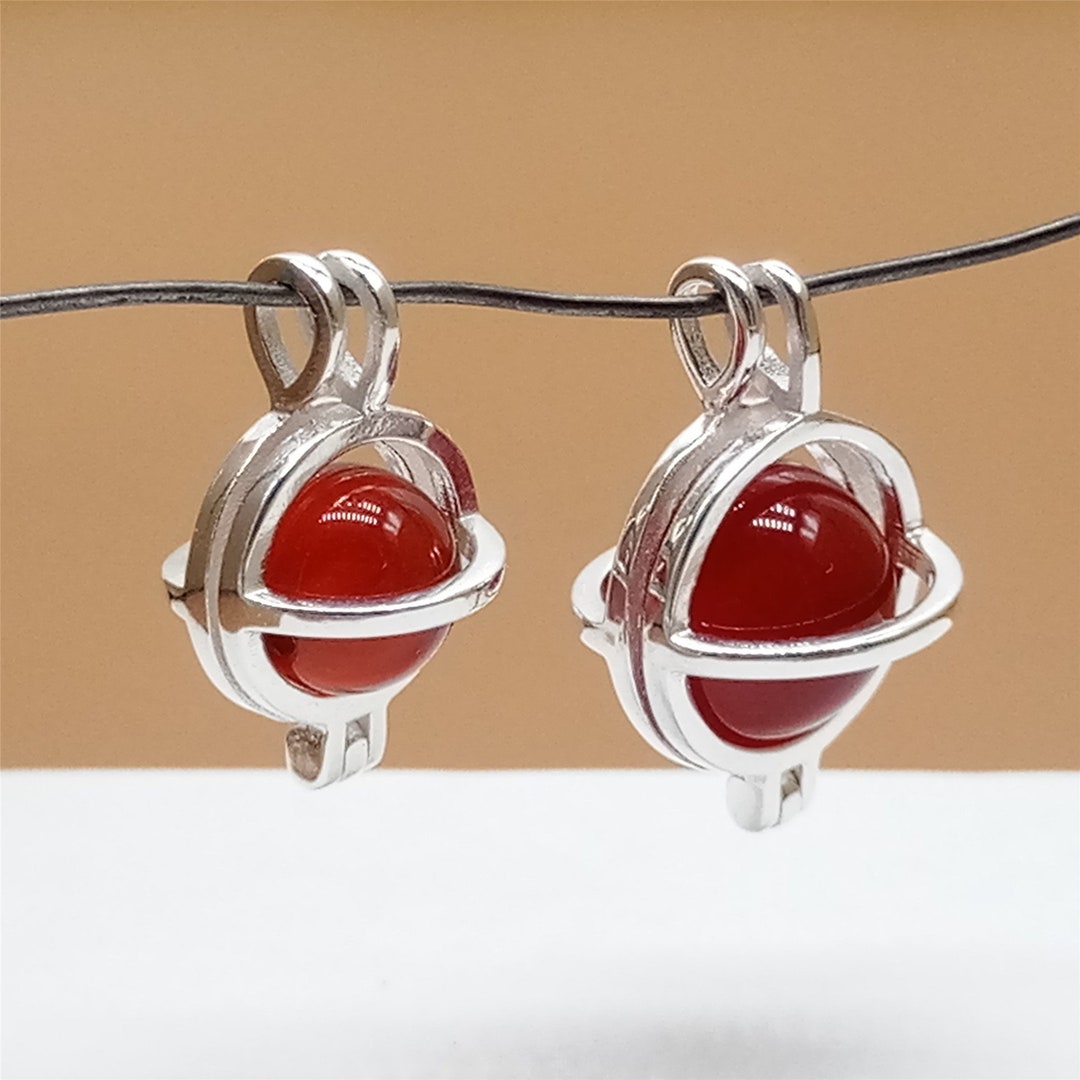 2 Sterling Silver Pearl Cage Charm, Open Lockets, Hollow Lockets, 925 ...