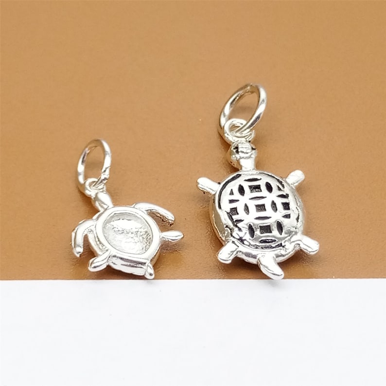 4 Sterling Silver Turtle Charms 925 Silver Turtle Charms - Etsy