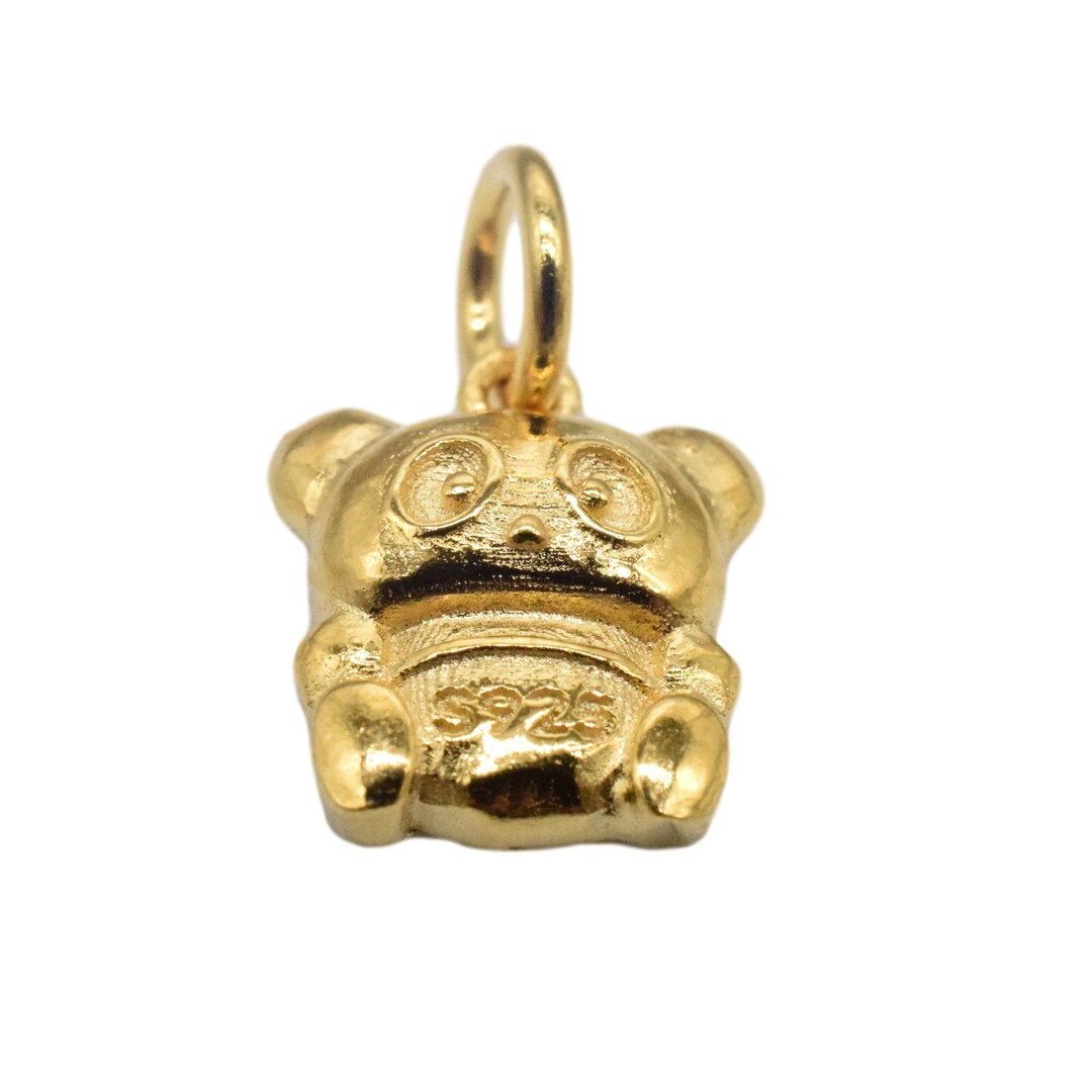 14K Gold Vermeil Style Tiny Panda Charm, 14K Gold Plated Over 925 ...