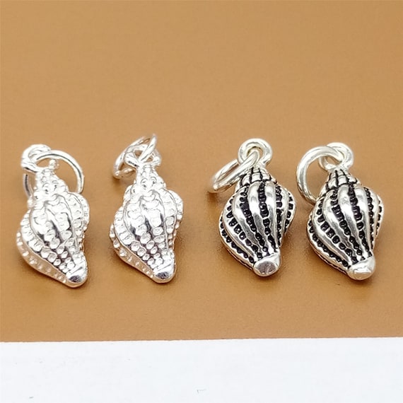 5 Sterling Silver Conch Charms Shiny Conch Shell Charms 925 | Etsy