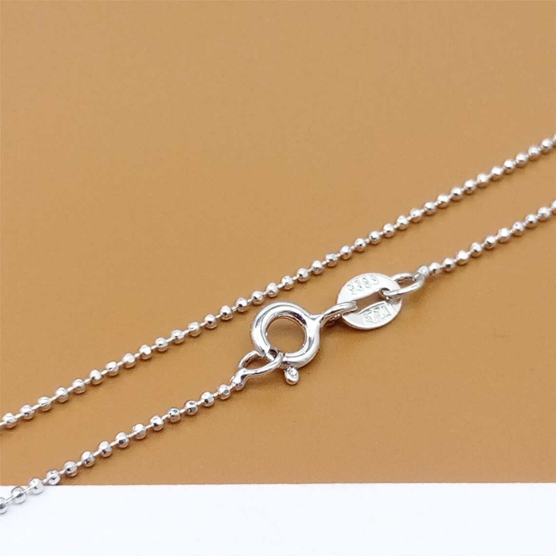 Sterling Silver Diamond Cut Bead Chain W/ Rhodium Plated, 925 Silver ...