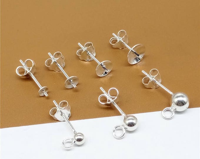 20 Pairs Sterling Silver Earring Posts W/ Flat Back 1.5mm 2mm - Etsy